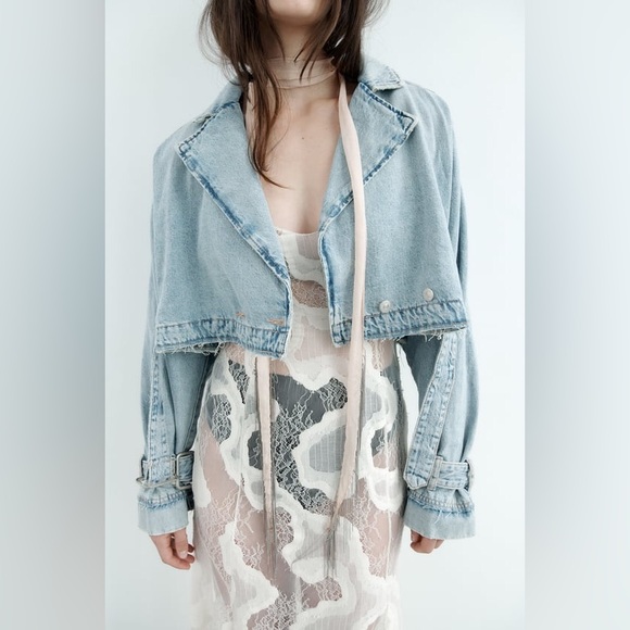 Zara | Jackets & Coats | Zara Trf Crop Denim Trench Coat | Poshmark